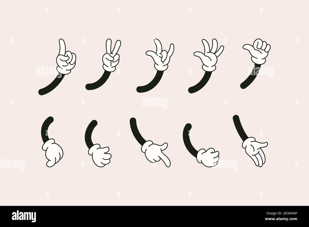 Les mains de dessin animé rétro se mettent en différents gestes ... Les mains de dessin animé rétro se mettent en différents gestes ...