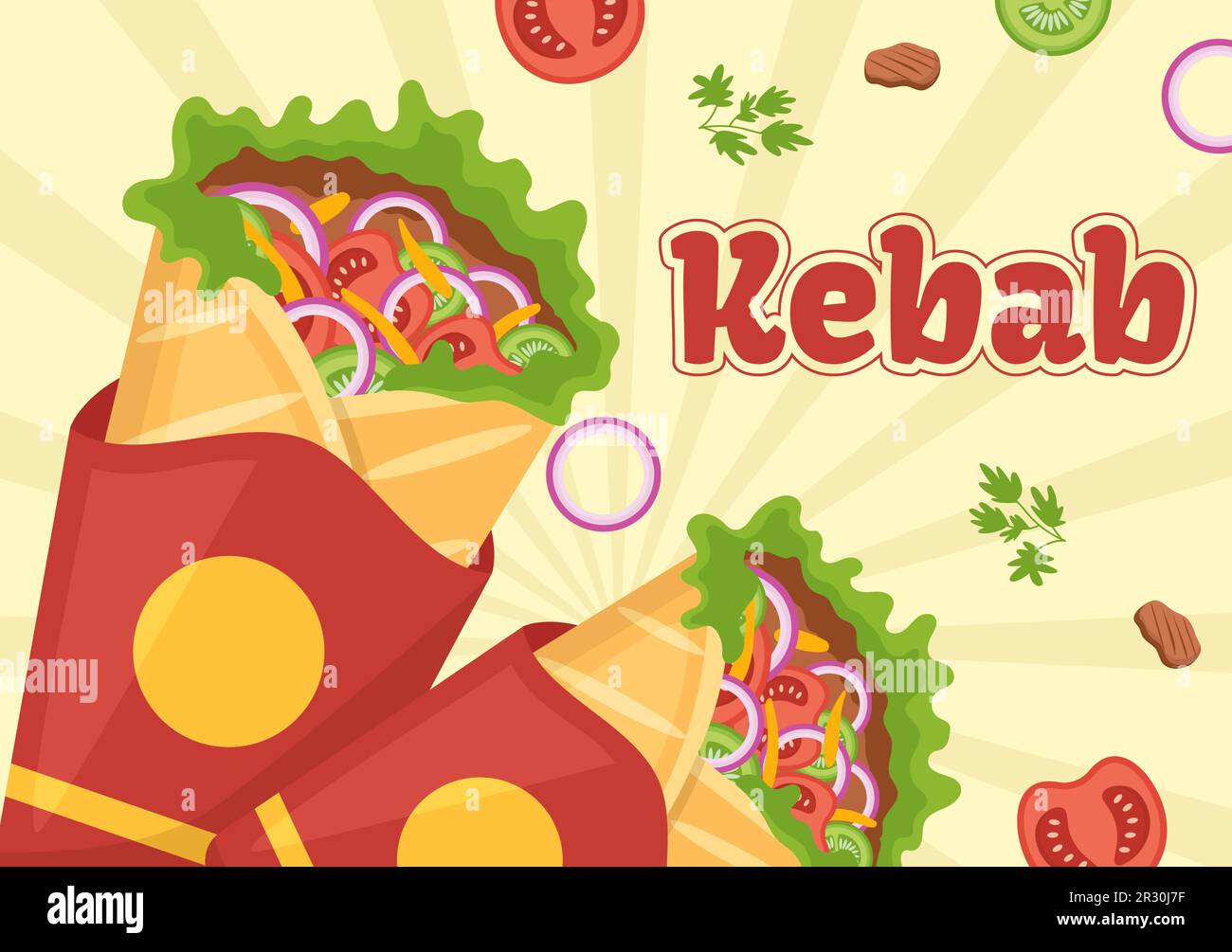 Illustration vectorielle Kebab avec farce de poulet ou de viande de ...