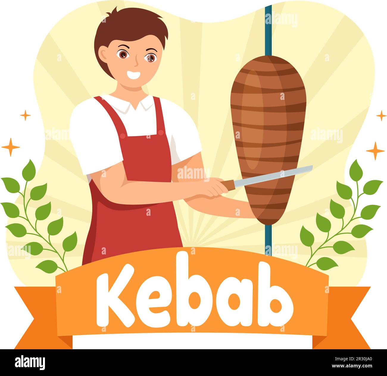 Illustration vectorielle Kebab avec farce de poulet ou de viande de ...