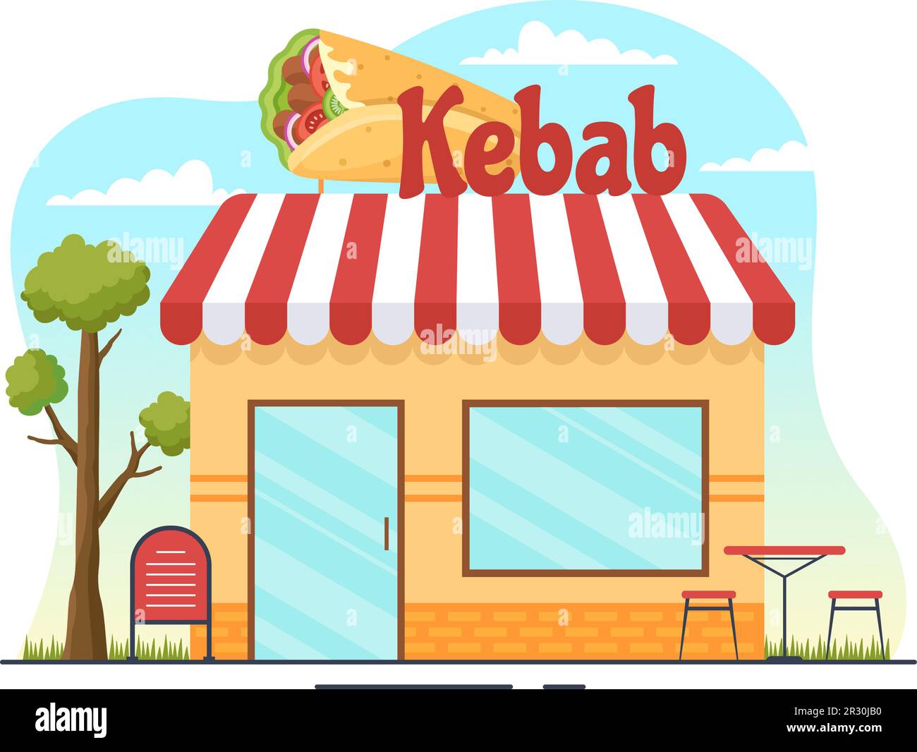 Illustration vectorielle Kebab avec farce de poulet ou de viande de ...
