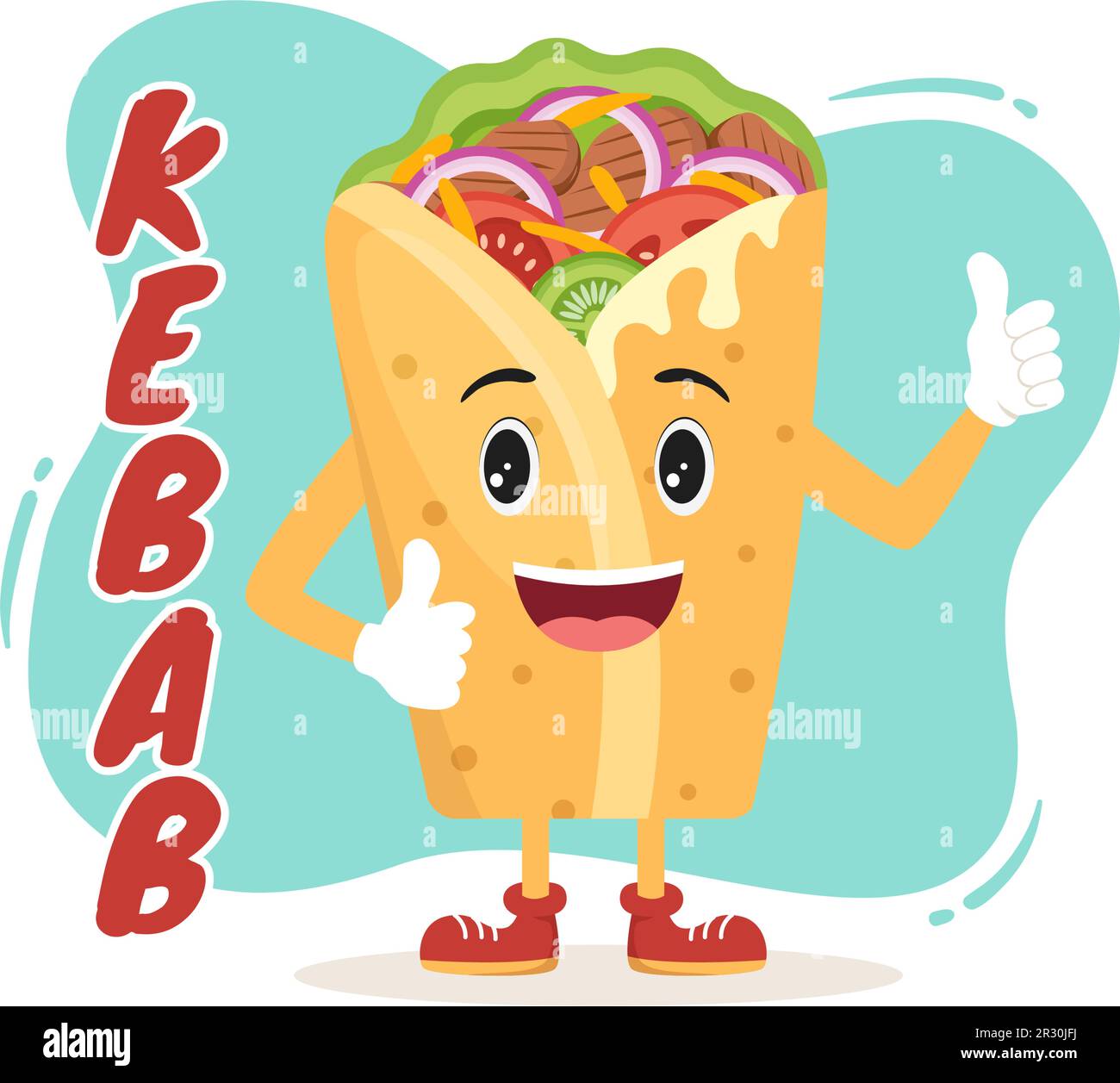 Illustration vectorielle Kebab avec farce de poulet ou de viande de ...