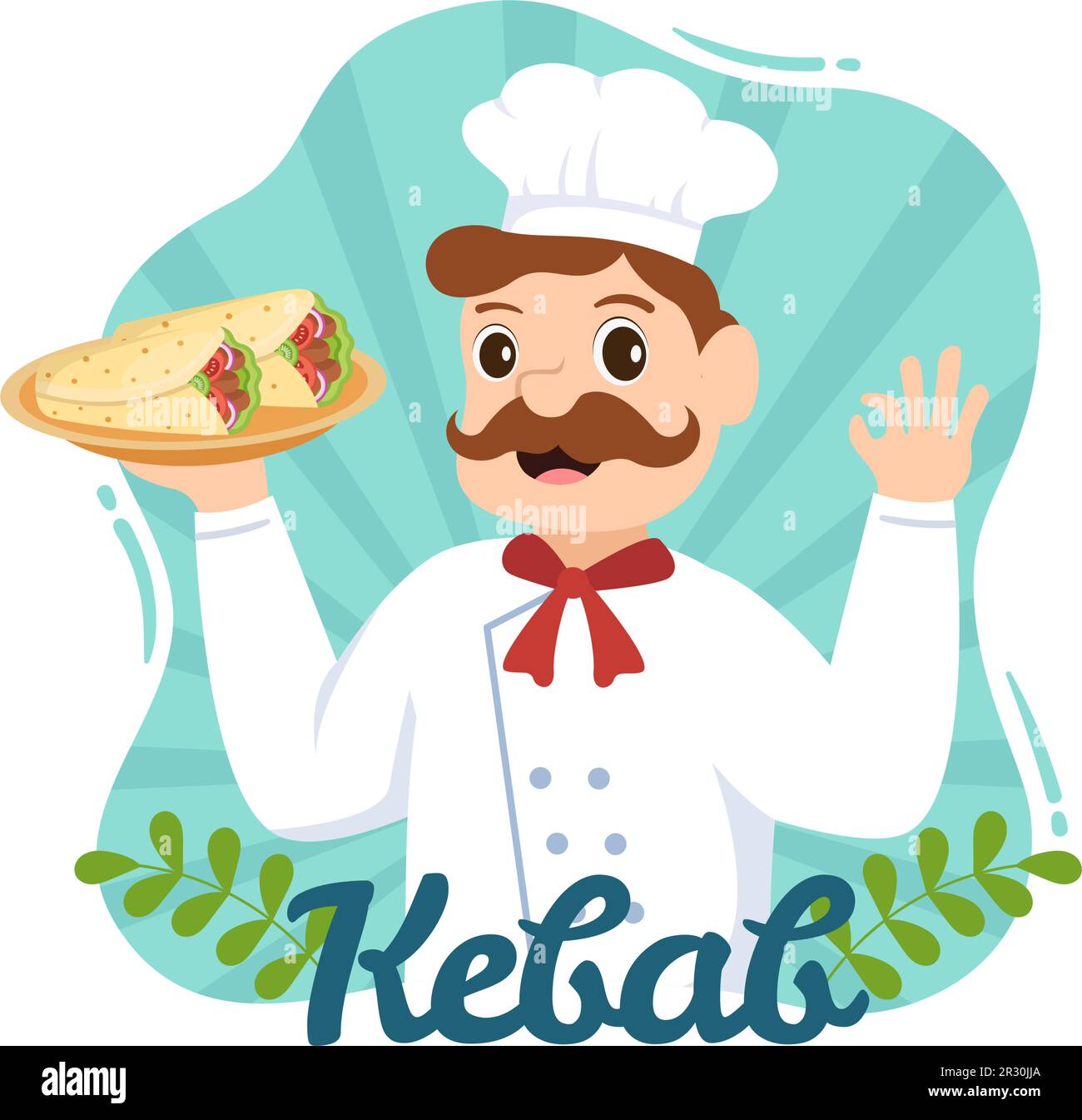 Illustration vectorielle Kebab avec farce de poulet ou de viande de ...
