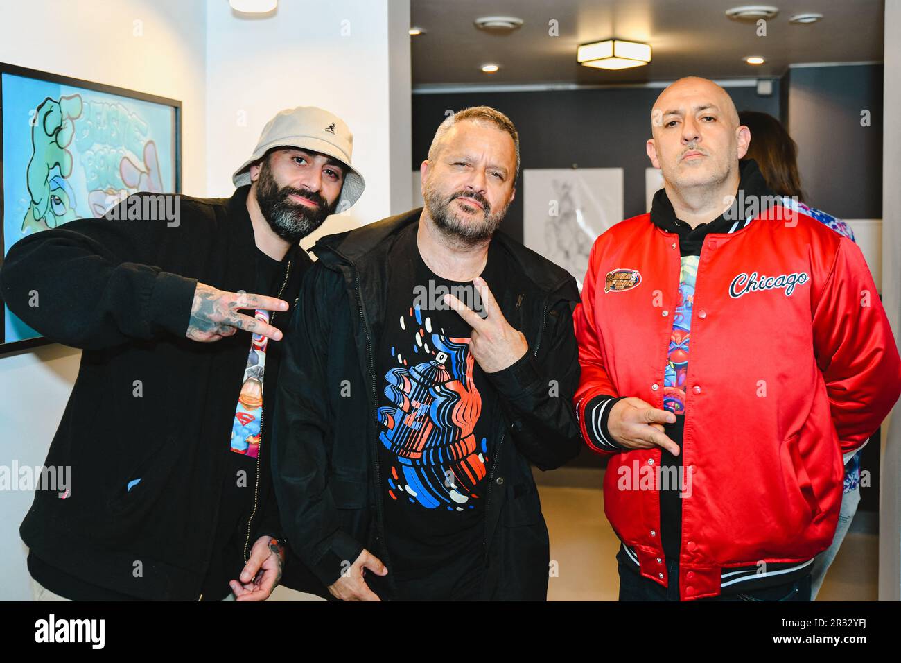 Les artistes AnhellDog, zeta1970 ans, et Beto LandSky, lors de l ...