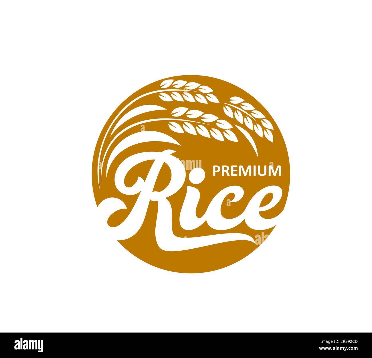 Riz Icon Premium avec des épillets et des graines. Emblème agricole ...