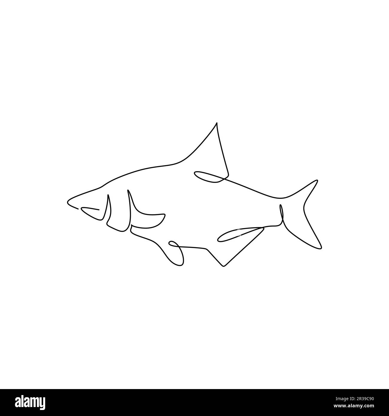 Silhouette line contour fish Banque de photographies et d’images à ...