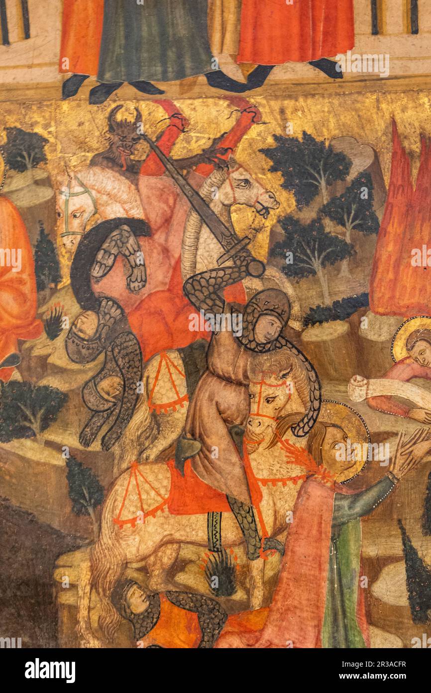 Guerriers et diable, retable de Santa Quiteria, Joan Loert, vers 1300 ...