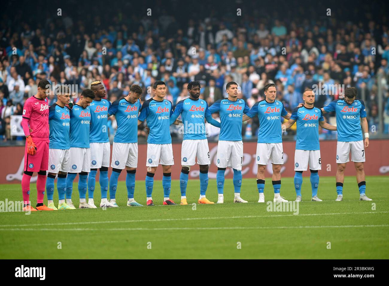Naples, Italie. 21 mai 2023. Les joueurs de SSC Napoli font la queue ...