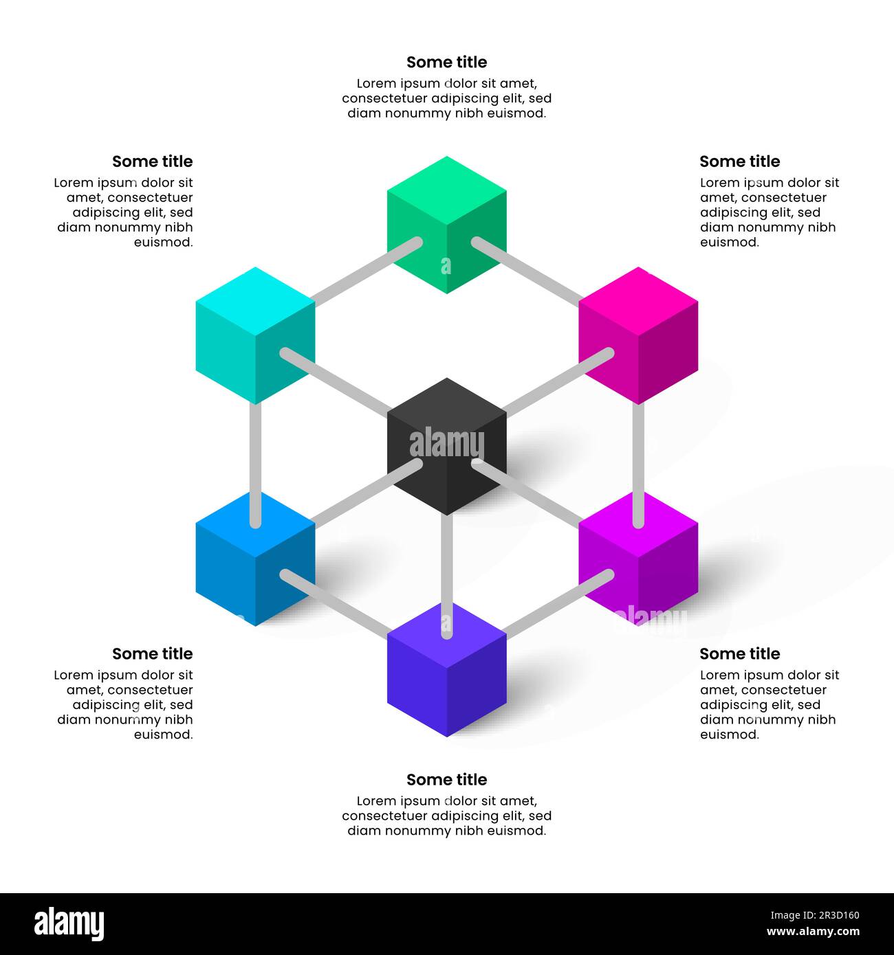 Modèle d'infographie avec 6 options ou étapes. cube 3d. Peut être ...