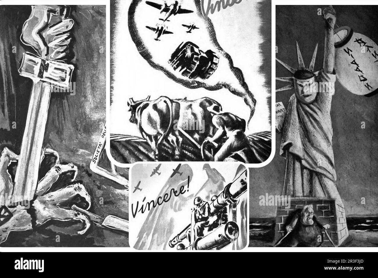 Propagande du régime fasciste italien du dictateur Mussolini, pendant ...