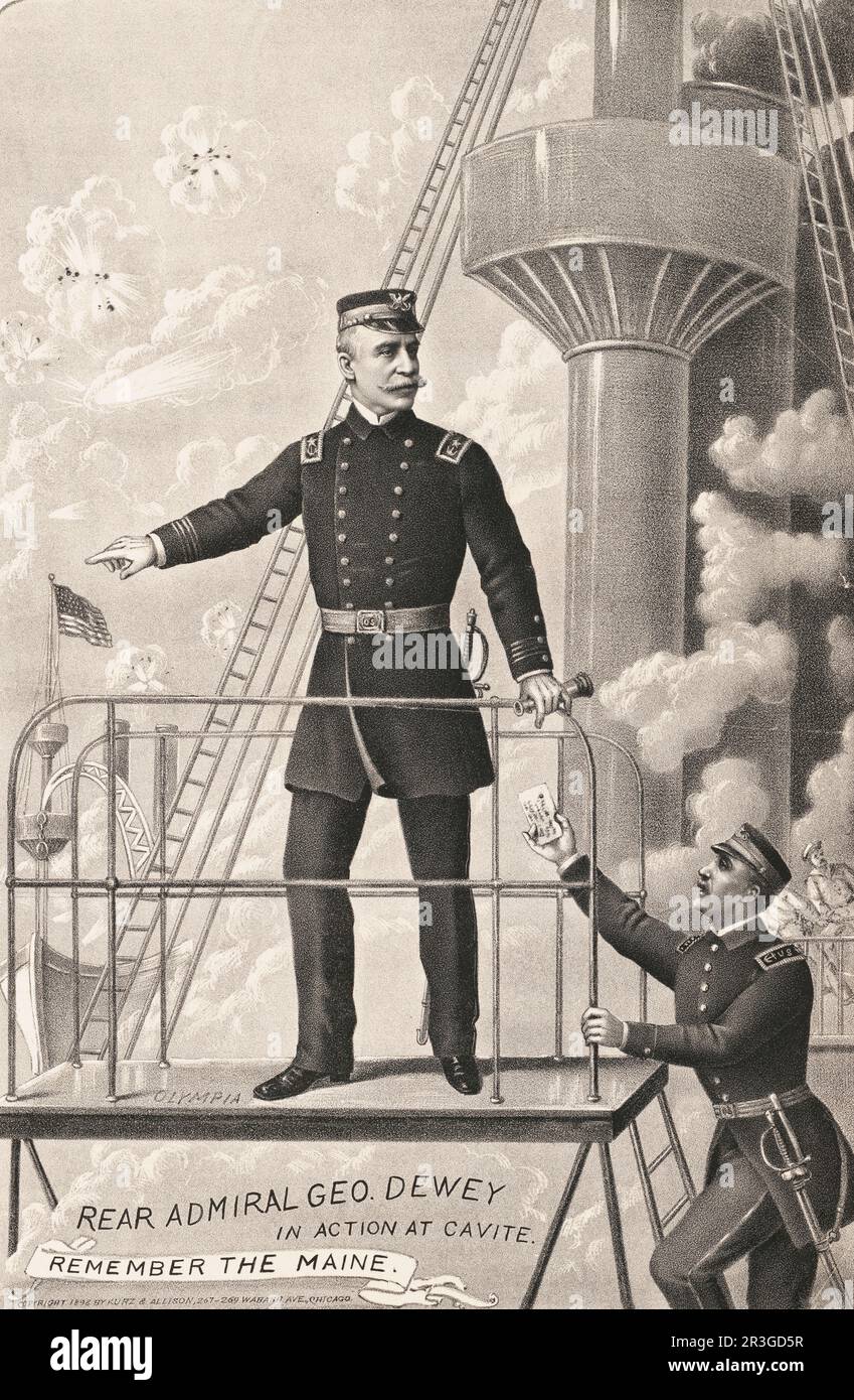 L'amiral George Dewey à bord du cuirassé USS Olympibia lors d'une ...