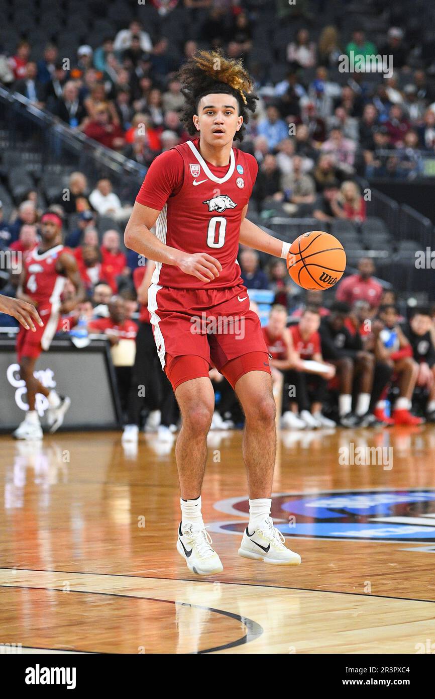 LAS VEGAS, NV - MARCH 24: Arkansas Razorbacks guard Anthony Black (0 ...