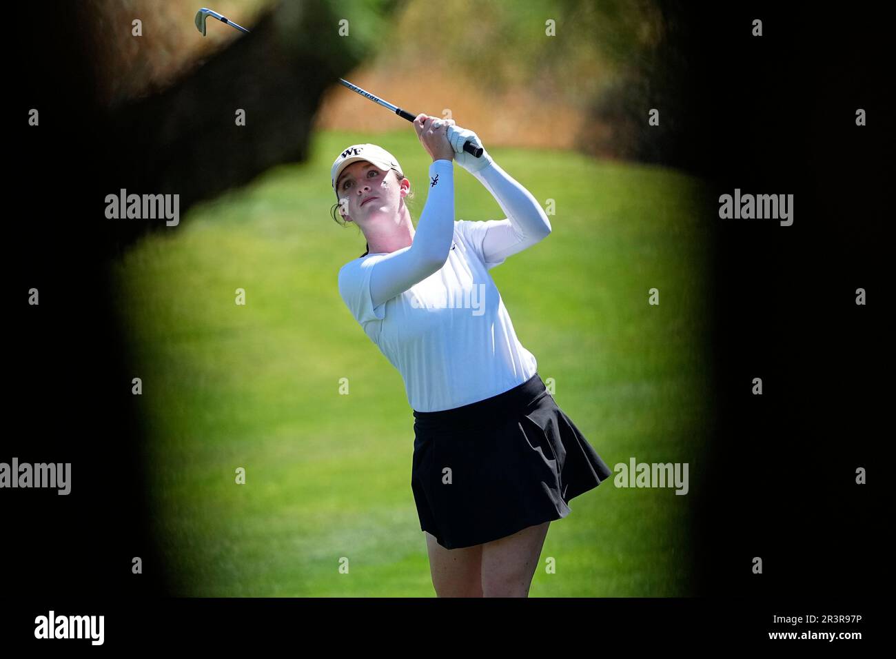 Wake Forest golfer Lauren Walsh hits from the fourth fairway during the ...