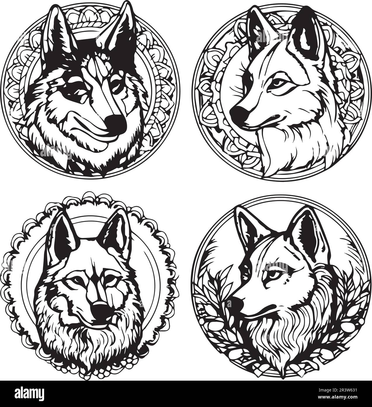 Loup dessin au trait Banque de photographies et d’images à haute ...