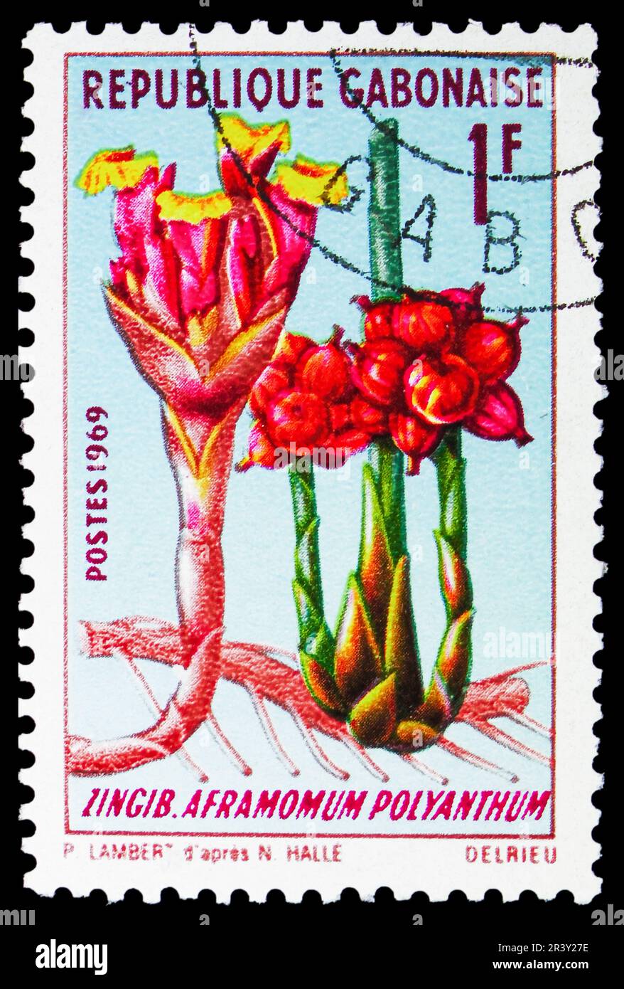 MOSCOU, RUSSIE - 18 MAI 2023: Timbre-poste imprimé au Gabon montre les ...