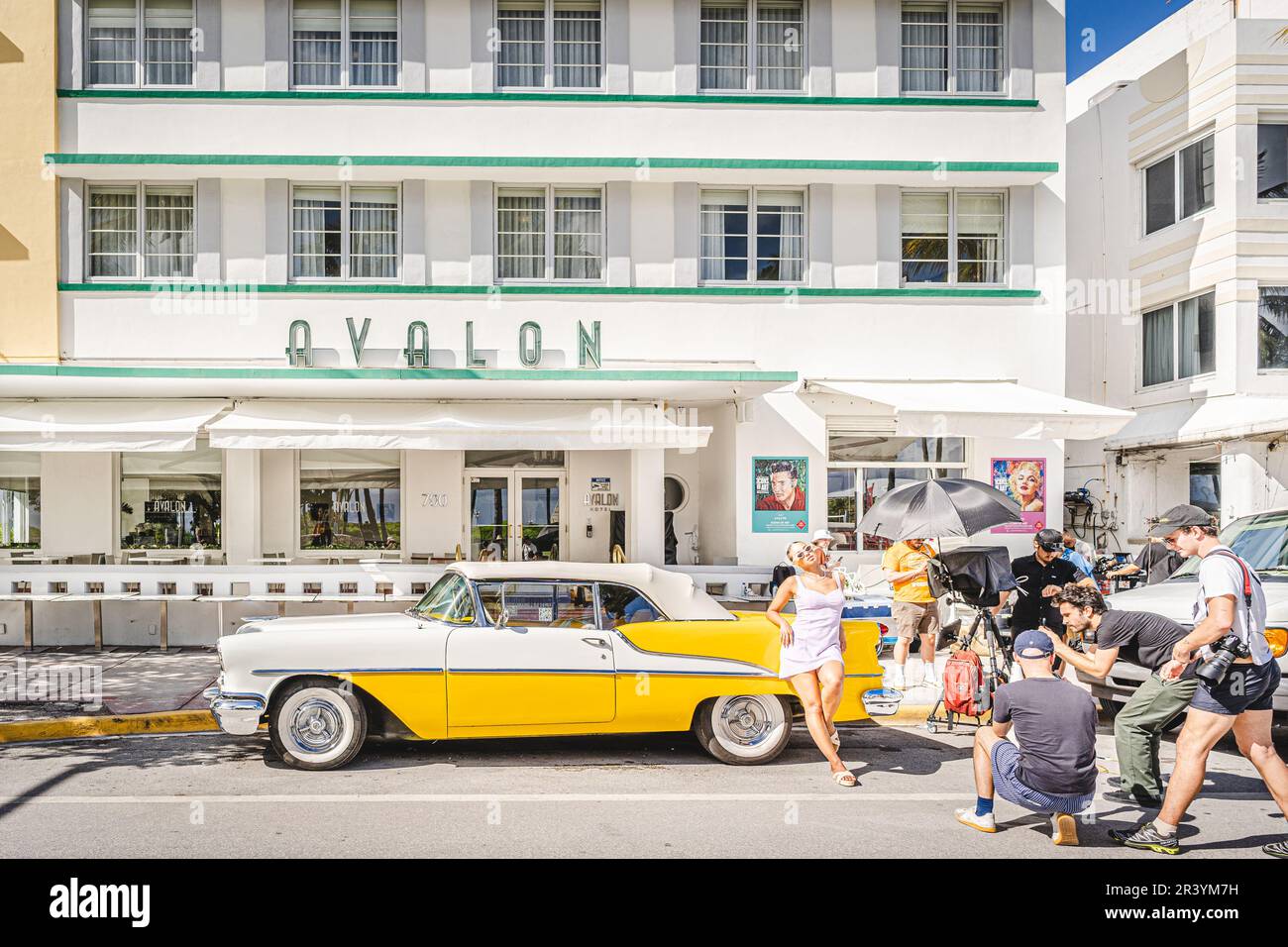 Miami, Etats-Unis - 7 décembre 2022. Vue d'une photo prise sur l'emblématique voiture jaune en ...