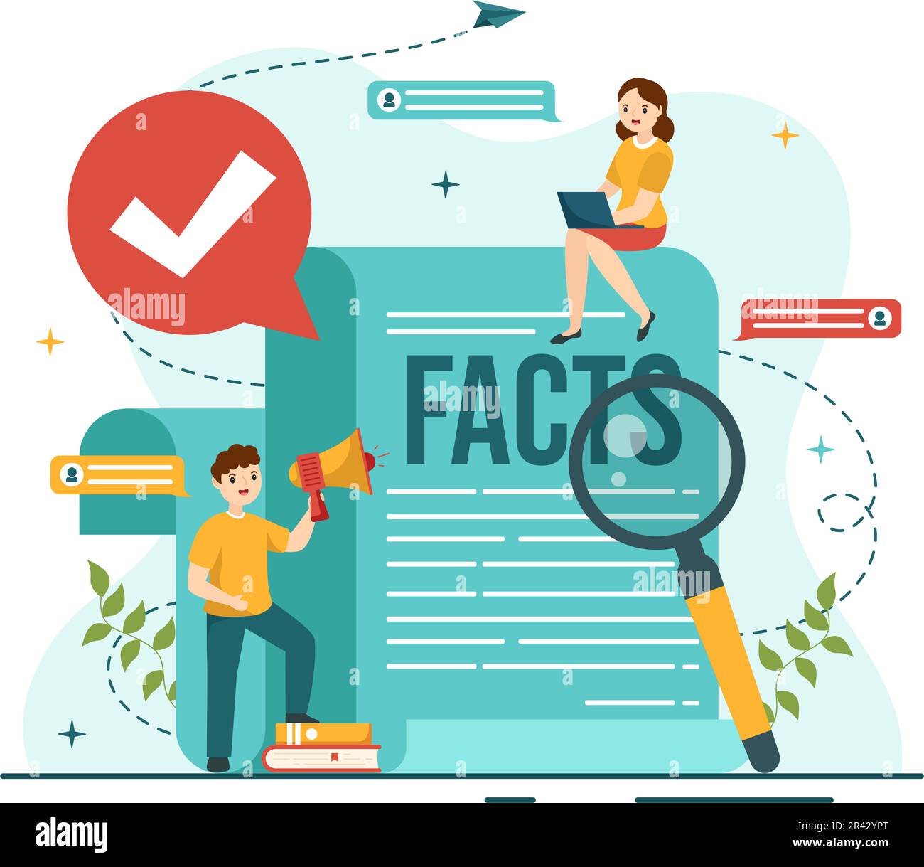 Vérification des faits Illustration vectorielle avec mythes vs faits ...