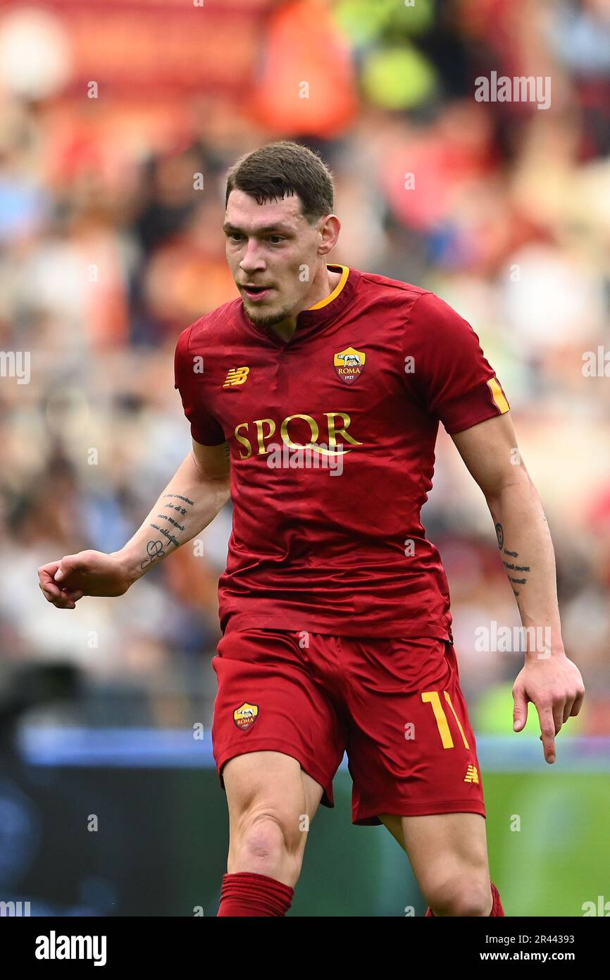 Andrea Belotti de AS Roma en action pendant la série Un match entre AS ...