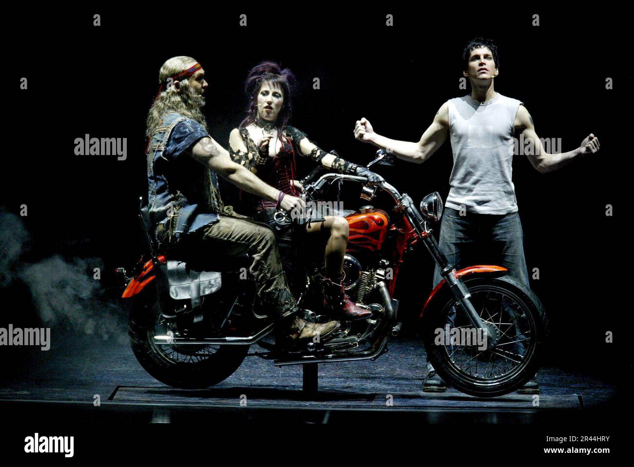 l-r: Nigel Planer (Pop), Hannah Jane Fox (Scaramouche), Tony Vincent ...