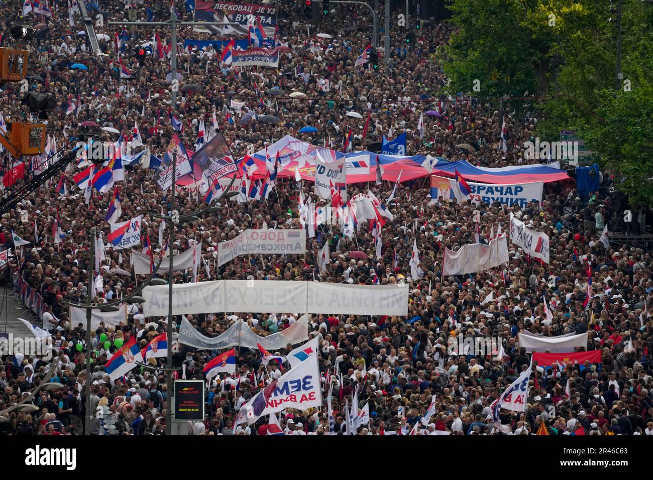 General view of a major rally in support of President Aleksandar Vucic ...