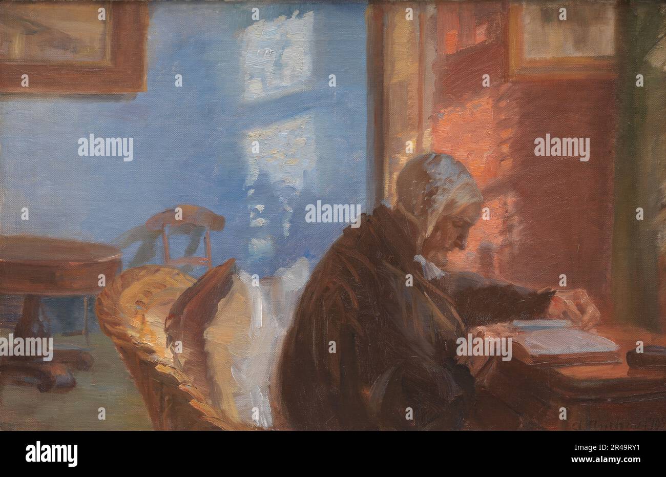 La mère de l'artiste Ane Hedvig Brondum dans la salle rouge, 1909 ...