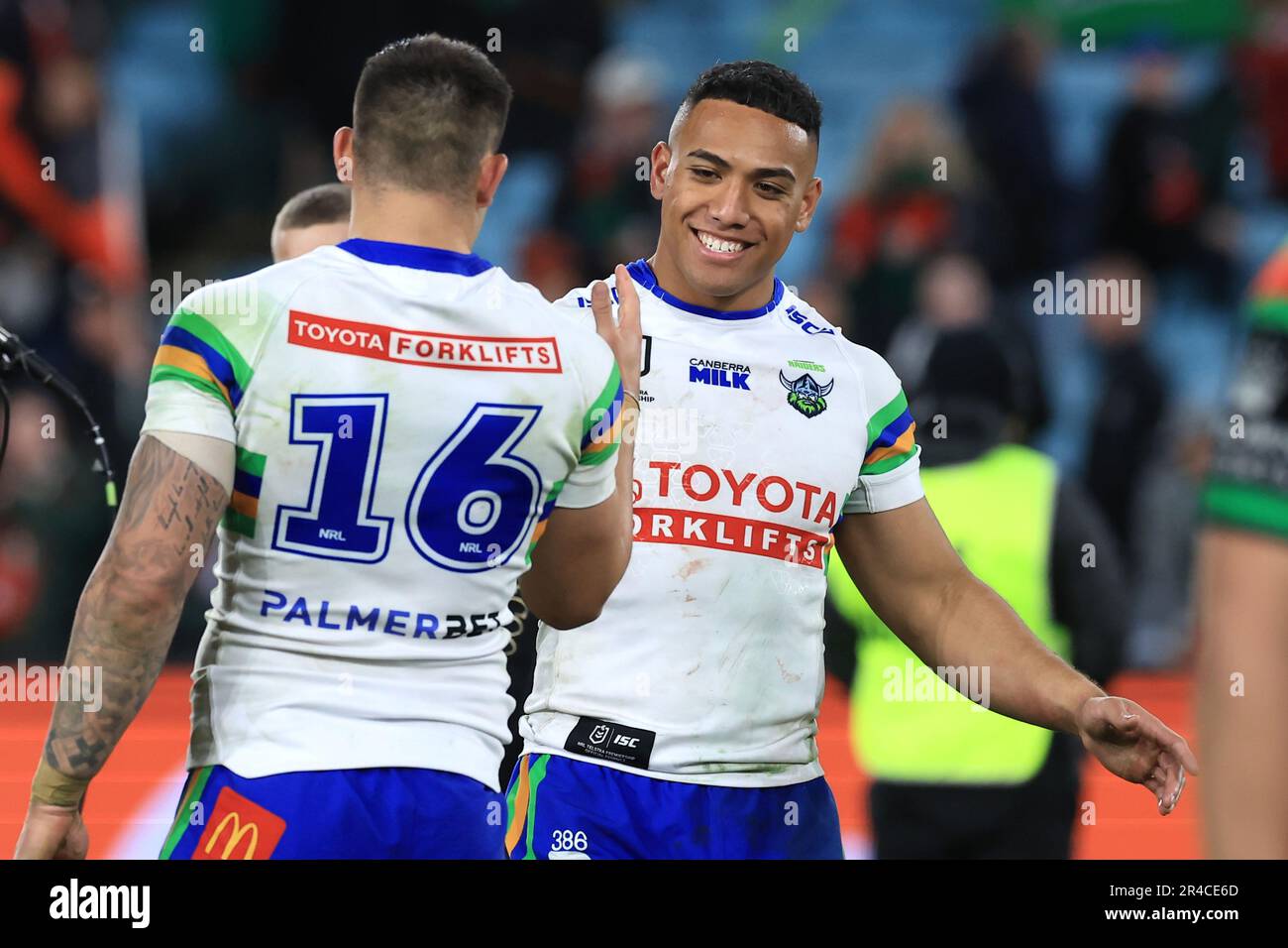 Sydney, Australie. 27th mai 2023. Albert Hopoate des Raiders célèbre ...