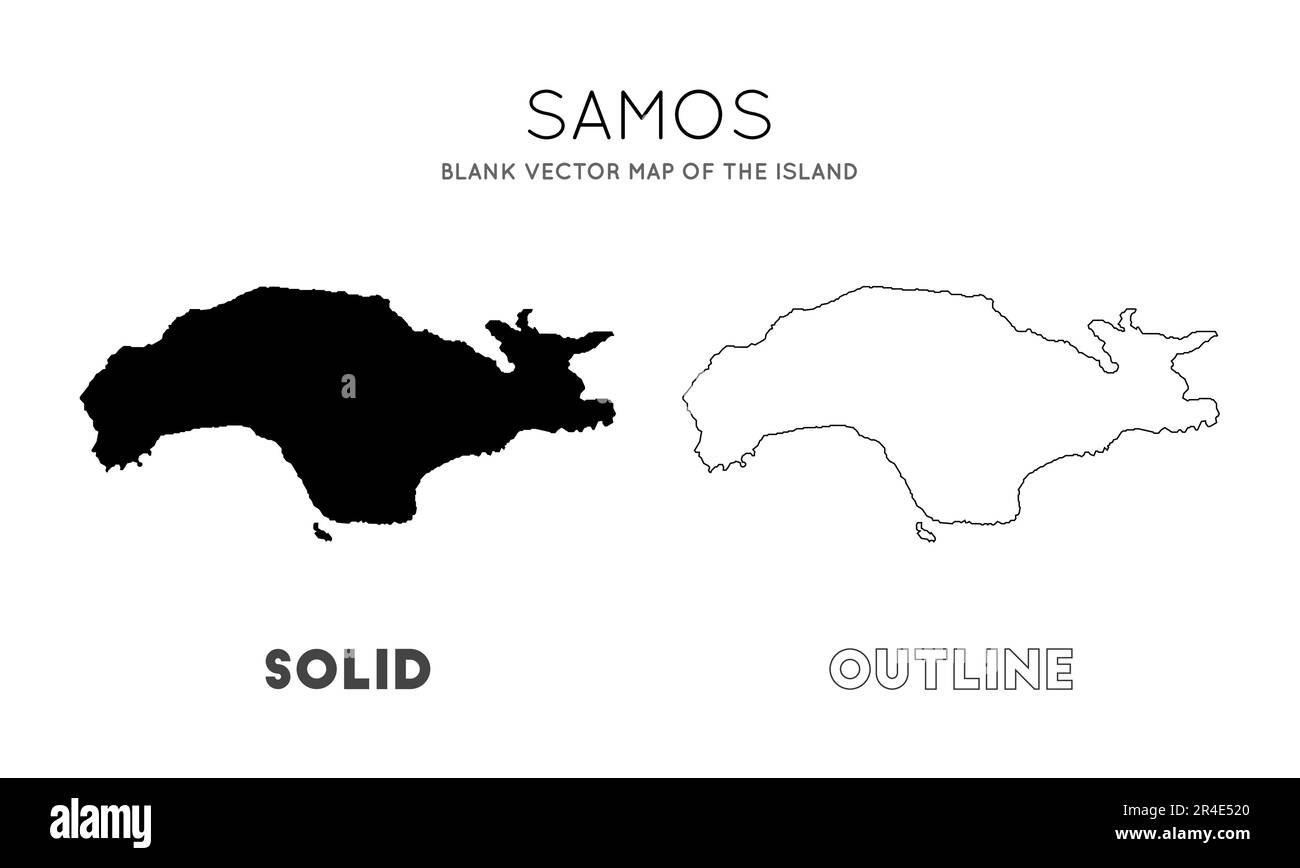 Carte de Samos. Carte vectorielle vierge de l'île. Borders of Samos ...