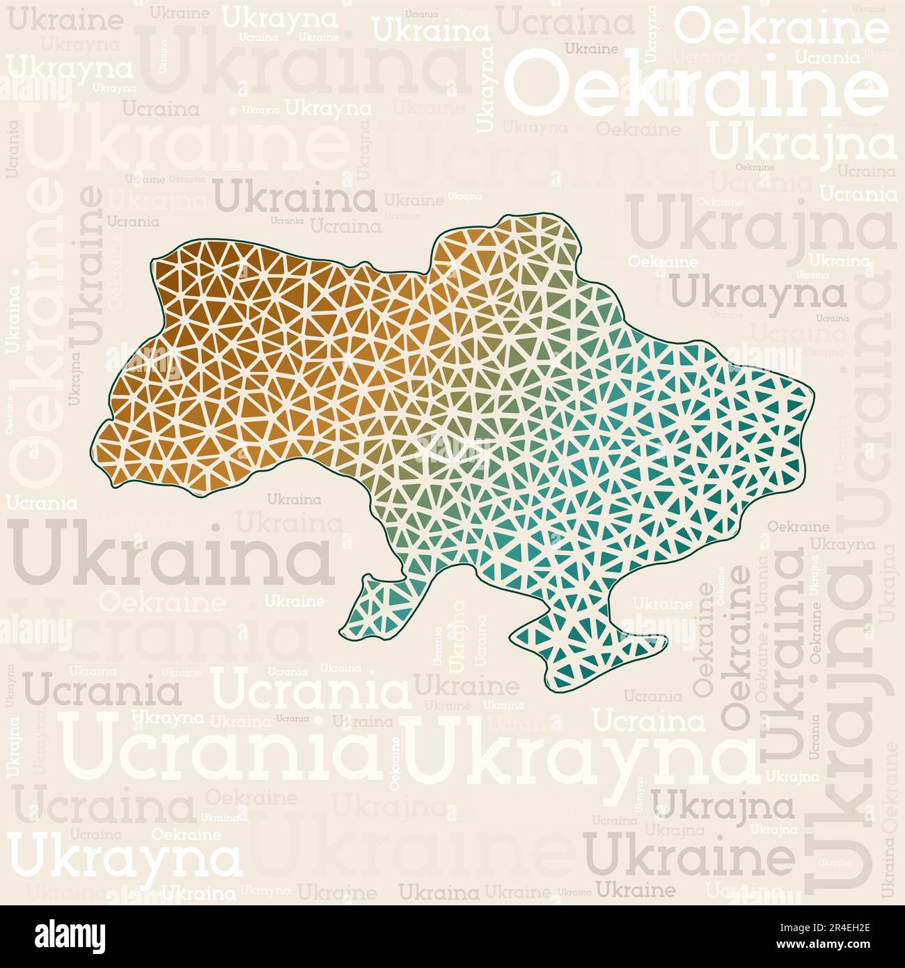 Conception de carte Ukraine. Noms de pays dans différentes langues et ...