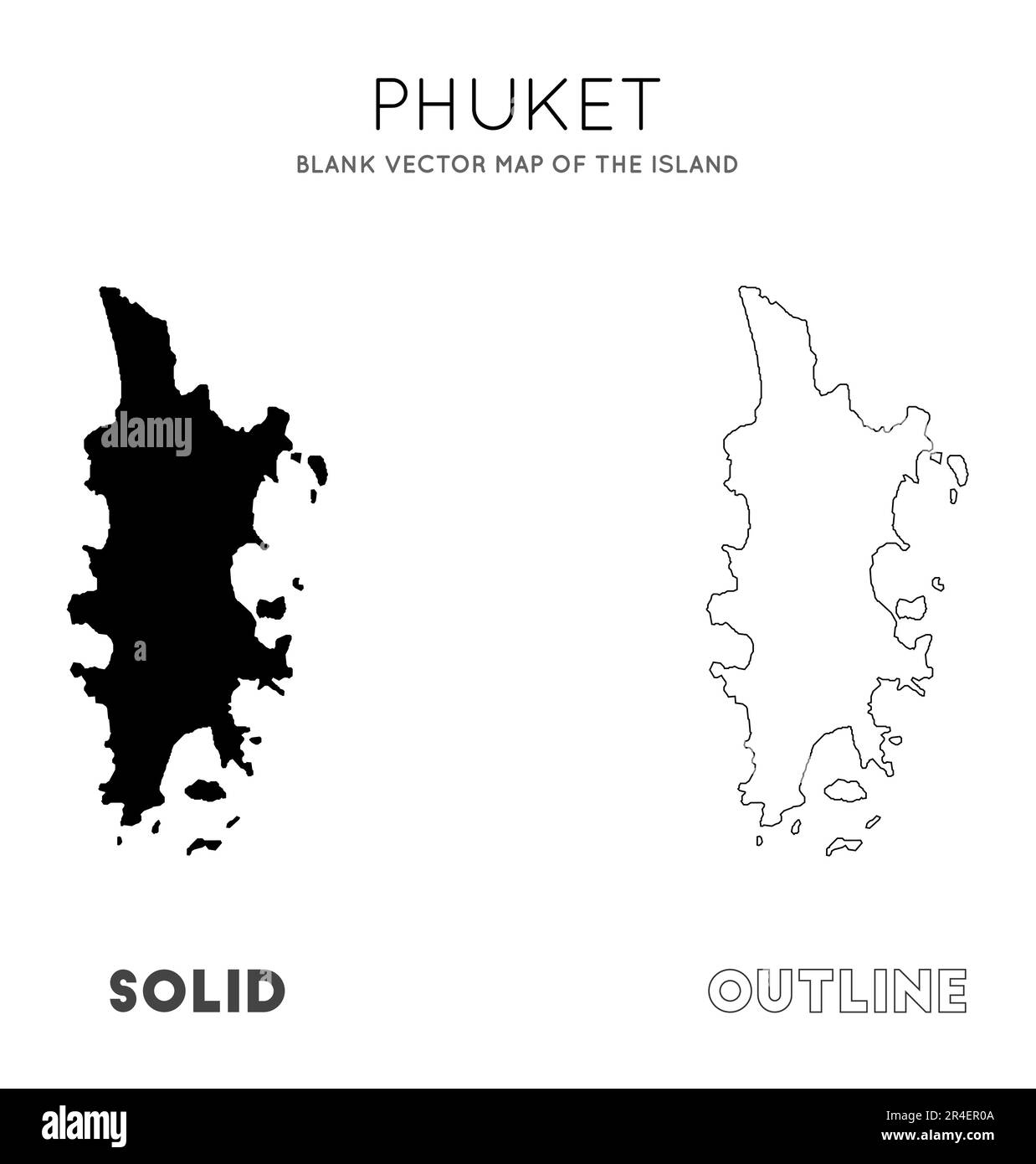 Carte de Phuket. Carte vectorielle vierge de l'île. Frontières de ...