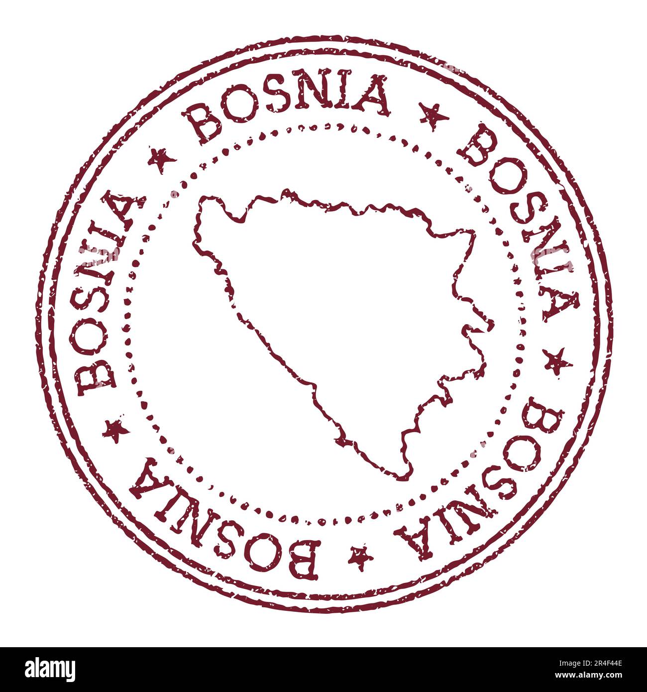 Timbre rond en caoutchouc de Bosnie avec carte des pays. Timbre ...