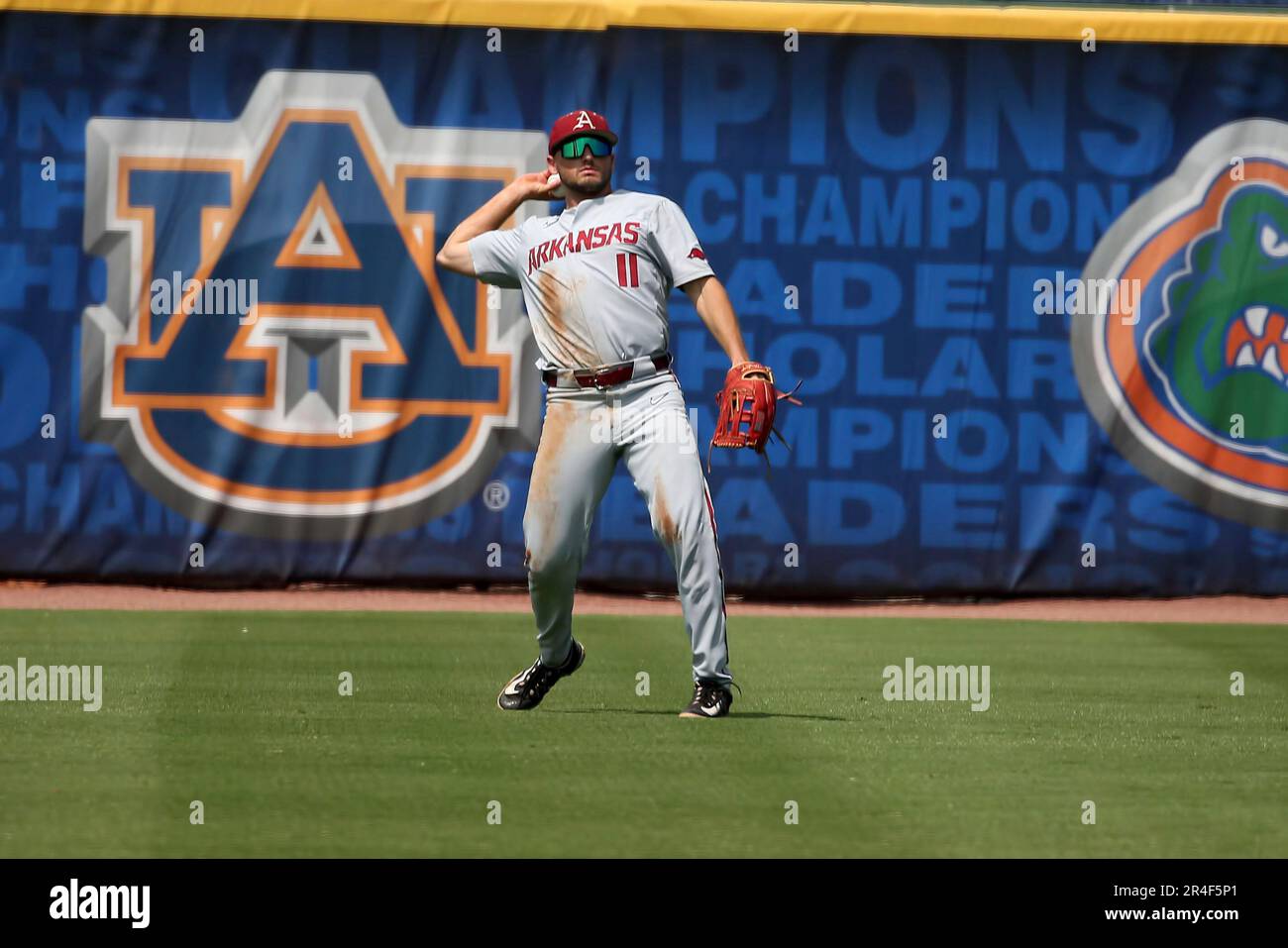 HOOVER, AL - MAY 27: Arkansas Razorbacks outfielder Jared Wegner (11 ...