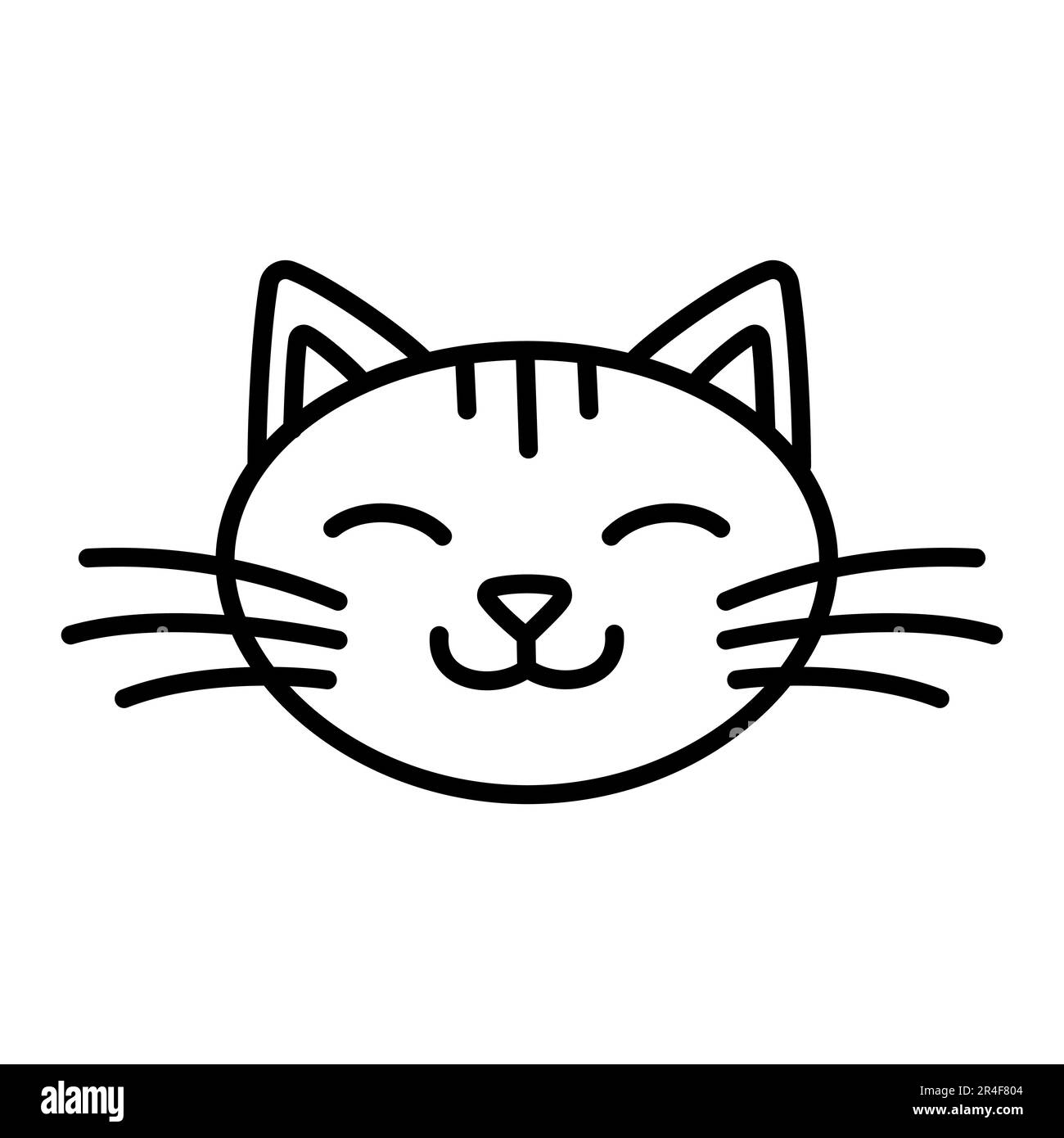 Visage de chat, museau. Style Doodle. Caractère dessiné à la main. Illustration de la tête d ...