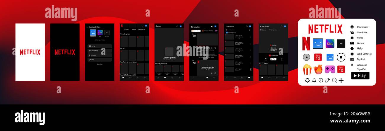 Interface Netflix. Netflix Screen social media, modèle d'interface de ...