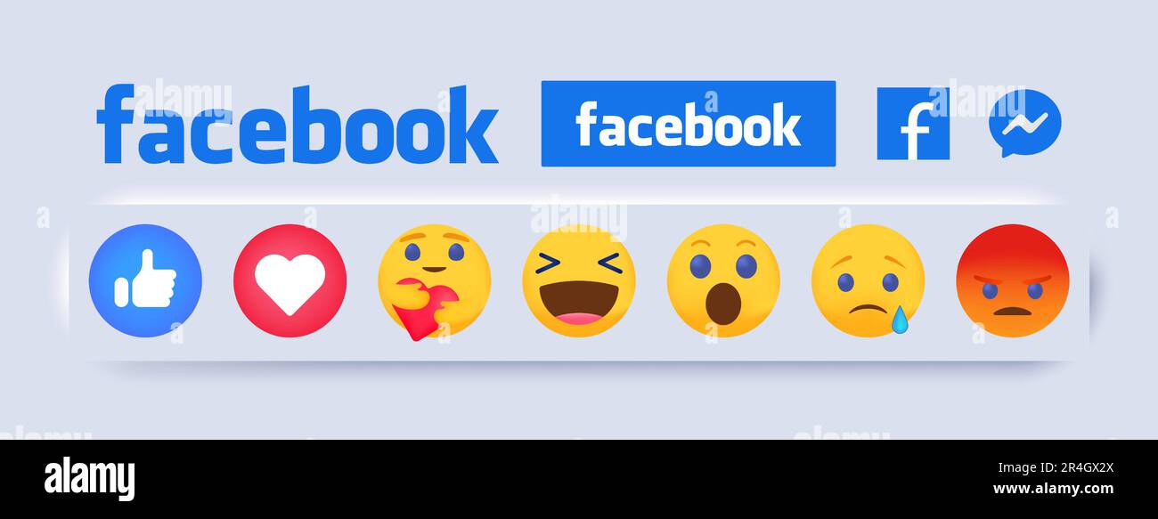 Boutons d'émoticône Facebook. Collection de réactions Emoji pour le ...