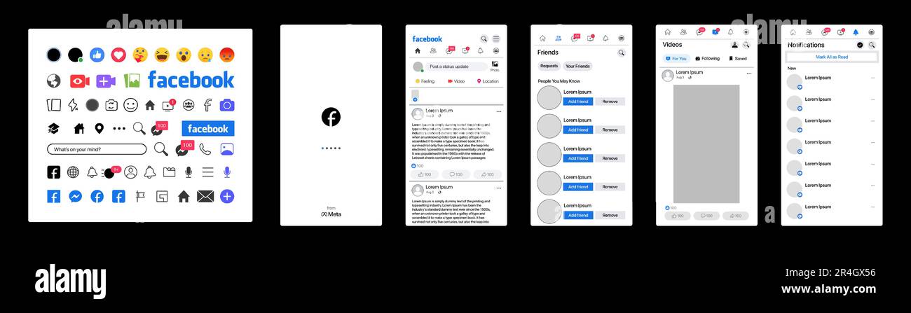 Conception Facebook. Définir le modèle d'interface de réseaux sociaux et de réseaux sociaux de l ...