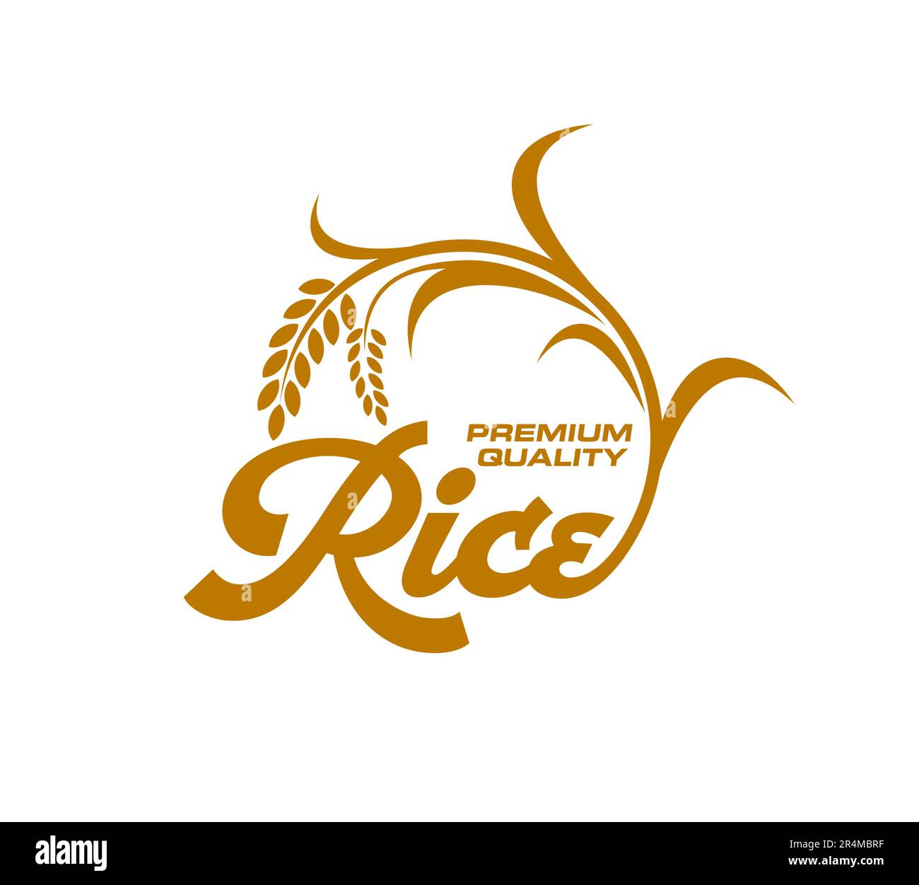 Icône de riz, étiquette d'emballage et d'aliments naturels biologiques ...