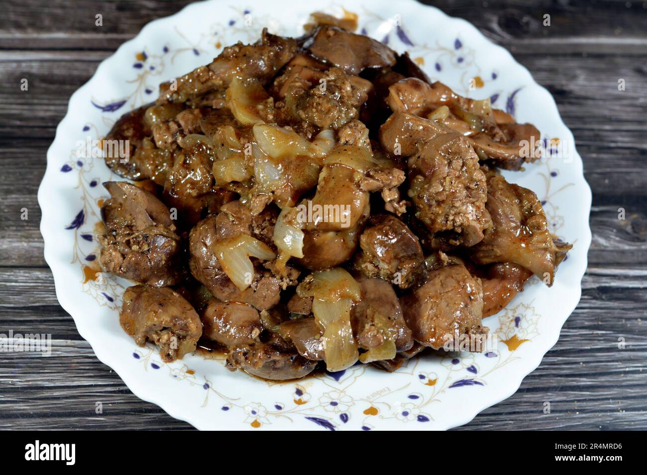 foies de poulet cuits, gésiers et coeurs, foyer sélectif de foie frais ...
