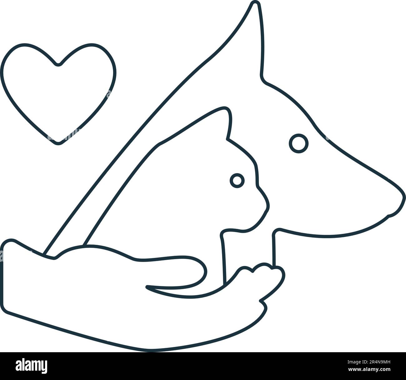 Icône de protection des animaux. Affiche monochrome simple de la ...