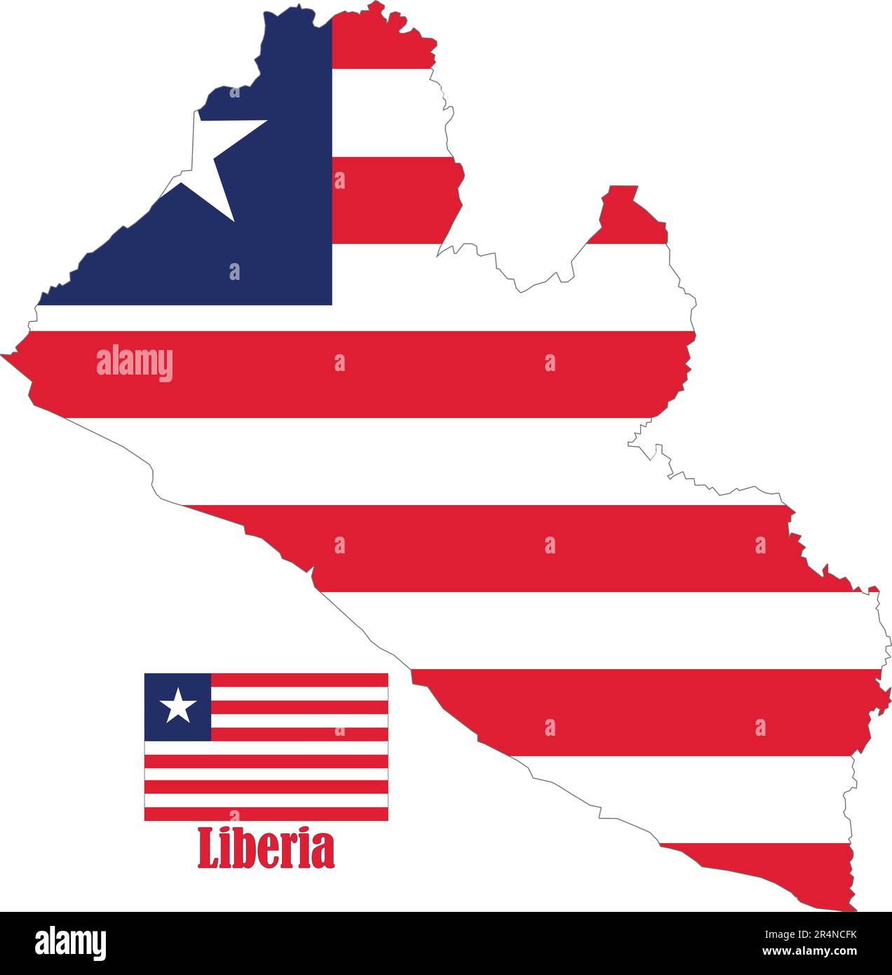 Carte et drapeau du Libéria Image Vectorielle Stock - Alamy