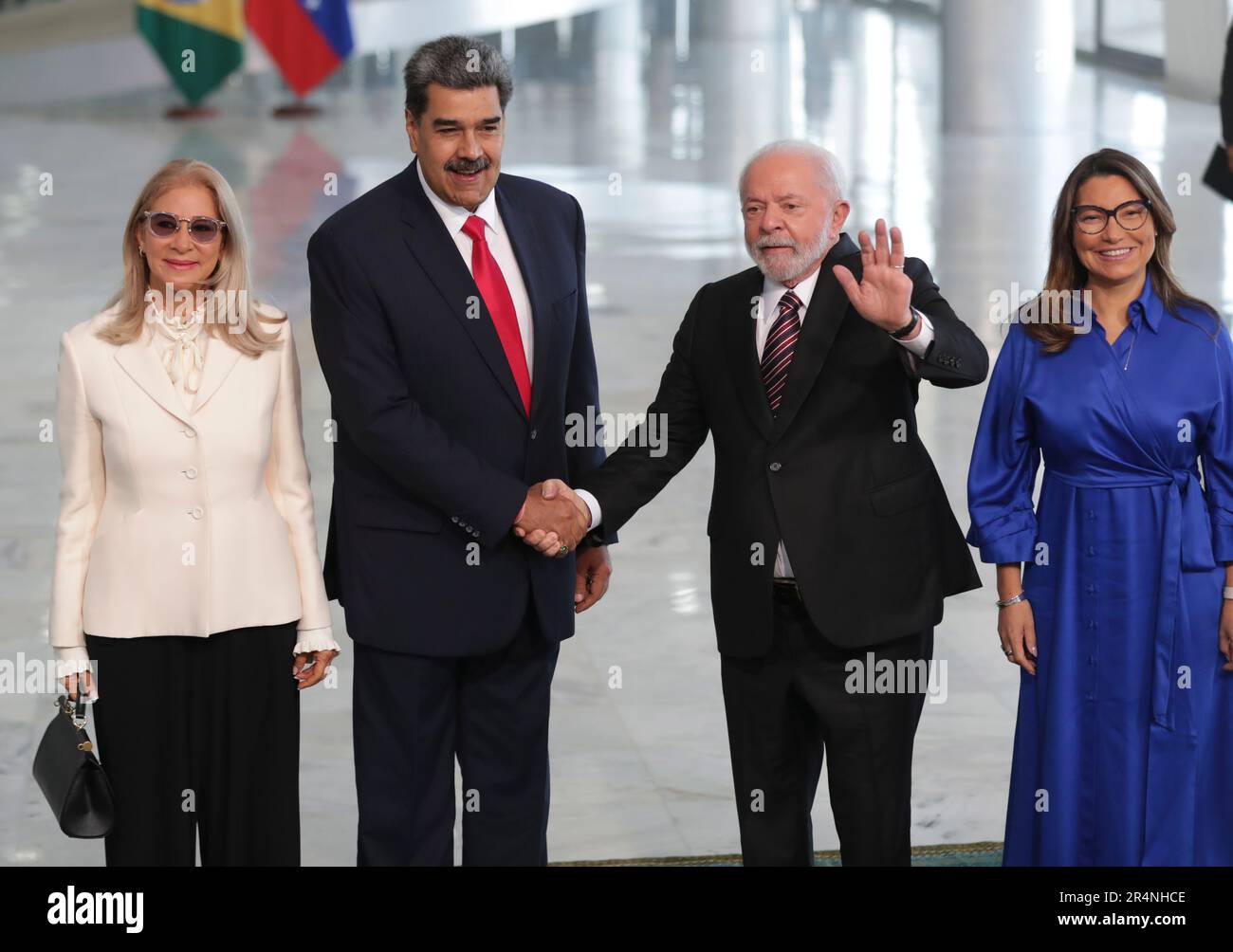 Brazilian President Luiz Inacio Lula da Silva, second from right, and ...