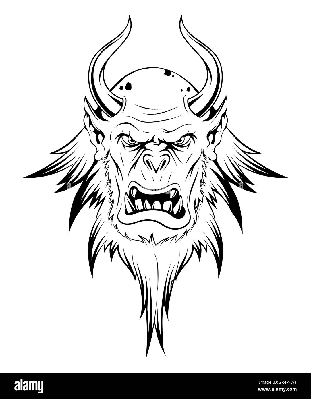 Tête de diable. Illustration vectorielle d'un monstre d'esquisse avec ...