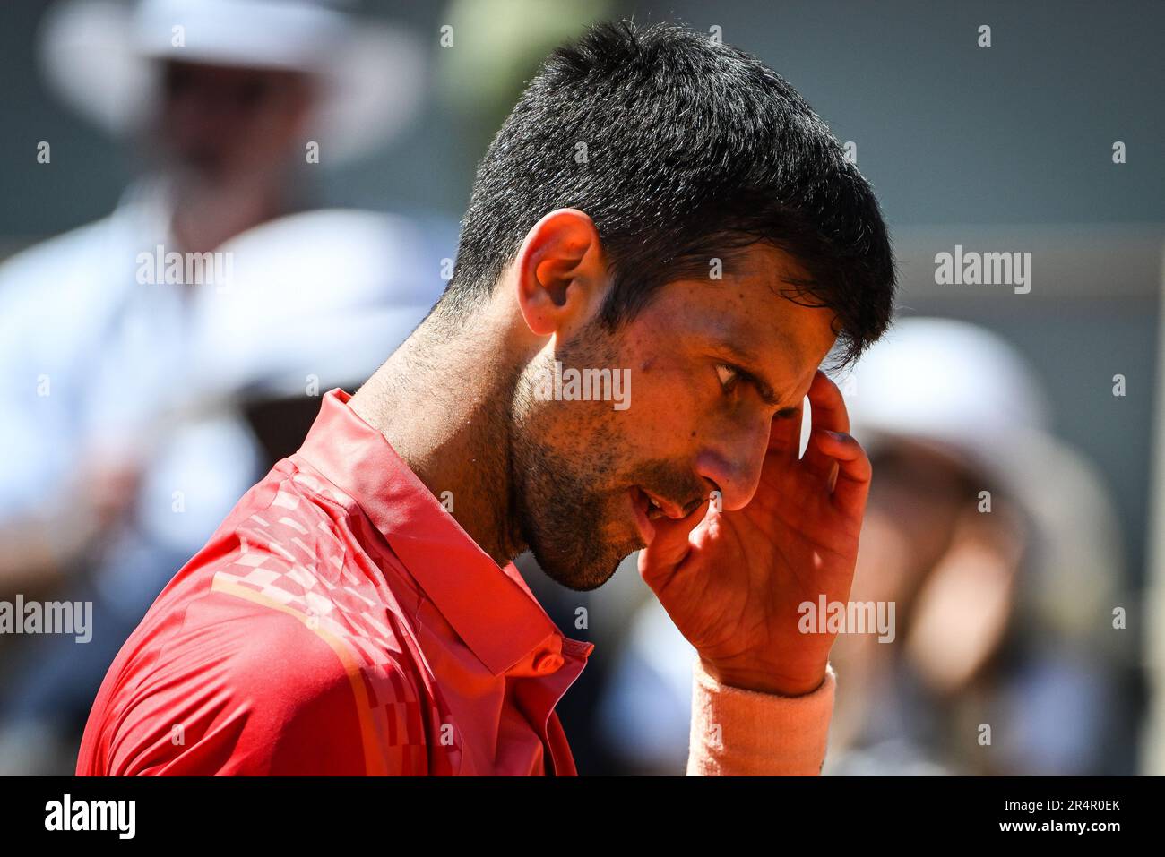 Novak DJOKOVIC de Serbie lors de la deuxième journée de Roland-Garros 2023, tournoi de tennis ...