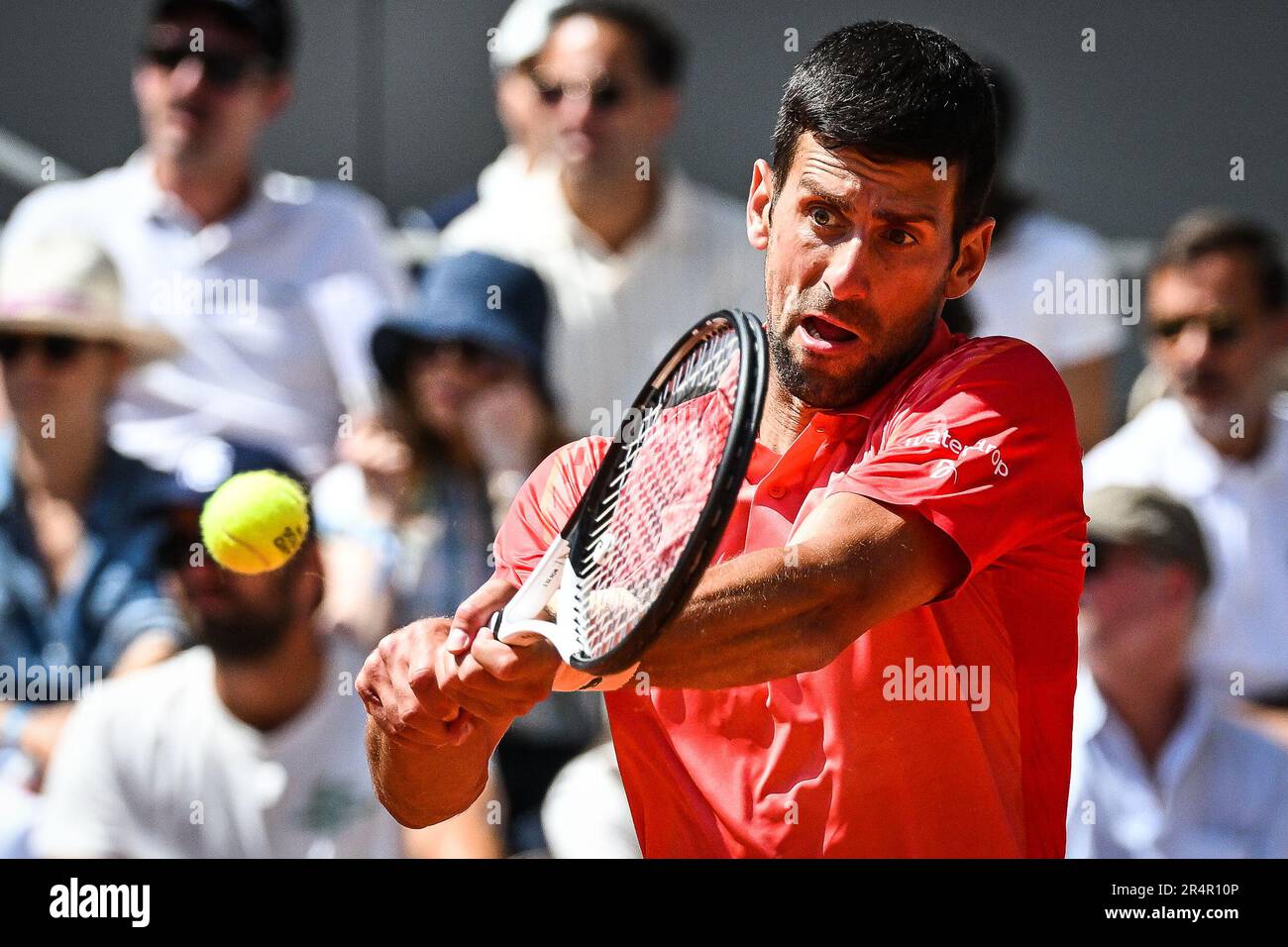 Novak DJOKOVIC de Serbie lors de la deuxième journée de Roland-Garros 2023, tournoi de tennis ...