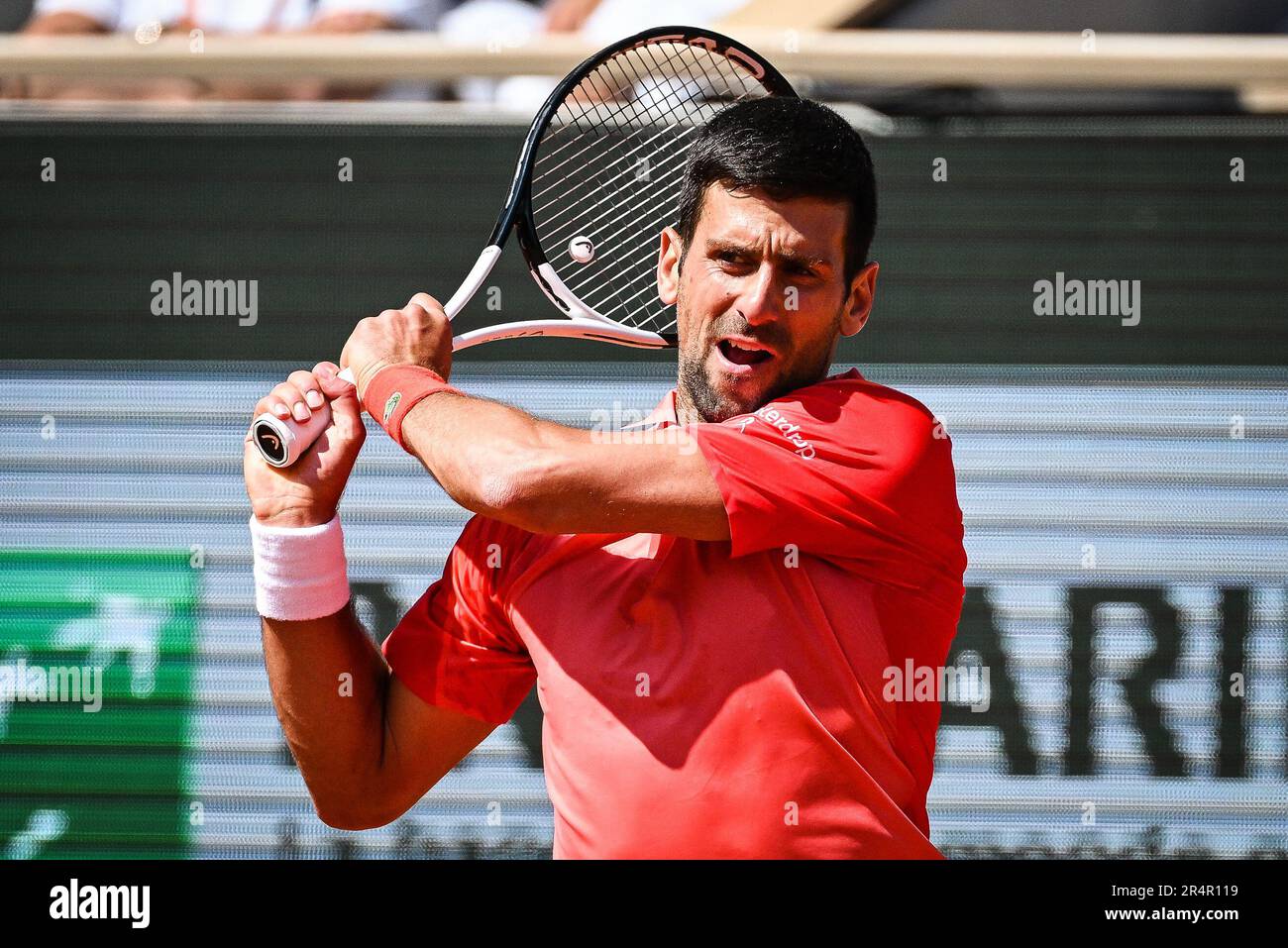 Novak DJOKOVIC de Serbie lors de la deuxième journée de Roland-Garros 2023, tournoi de tennis ...