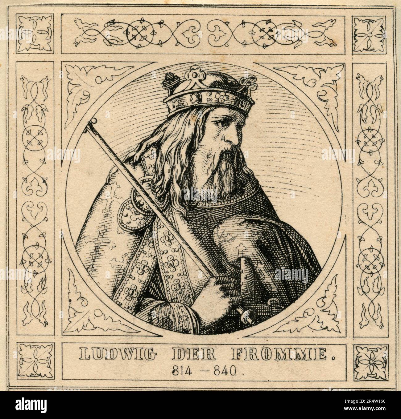 Portrait du roi des Francs et co-empereur avec son père, (Charlemagne ...