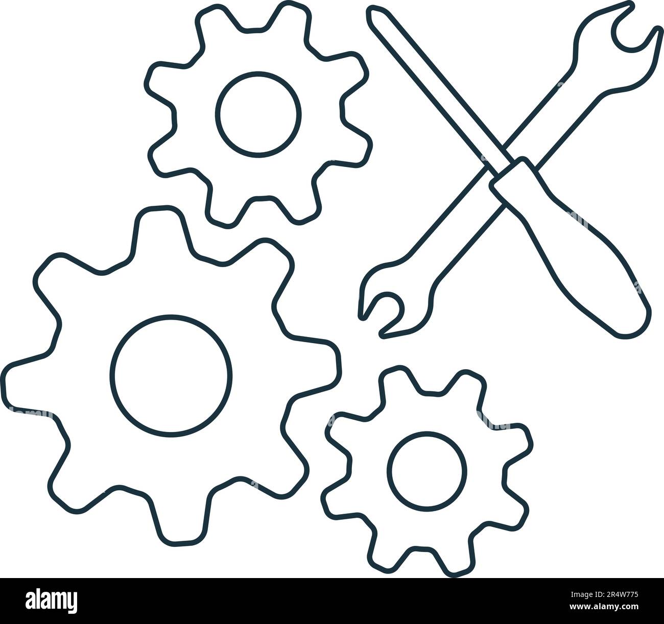 Icône mécanique. Panneau monochrome simple de la collection d ...