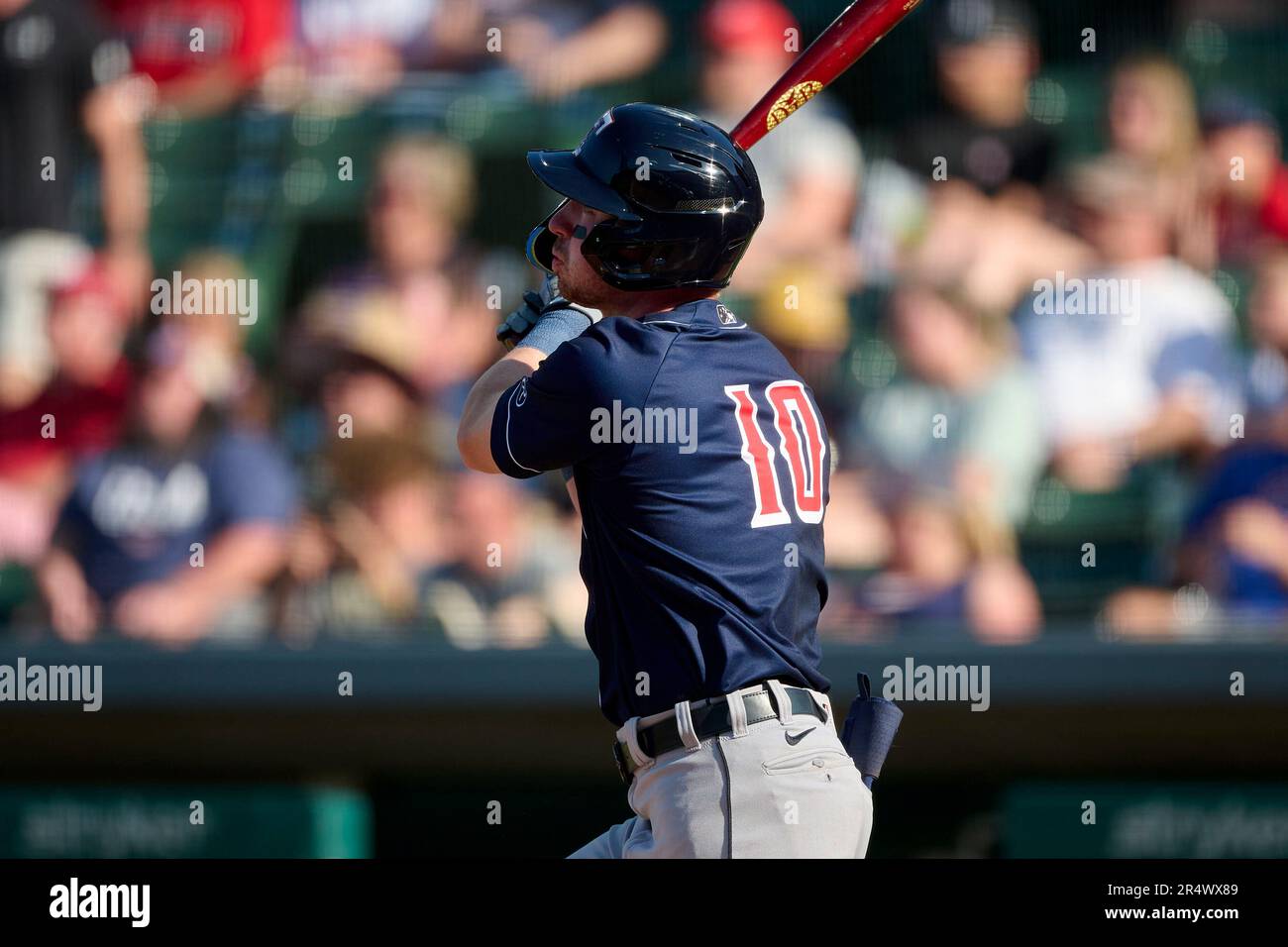 Toledo Mud Hens Grant Witherspoon (10) at bat during an MiLB ...