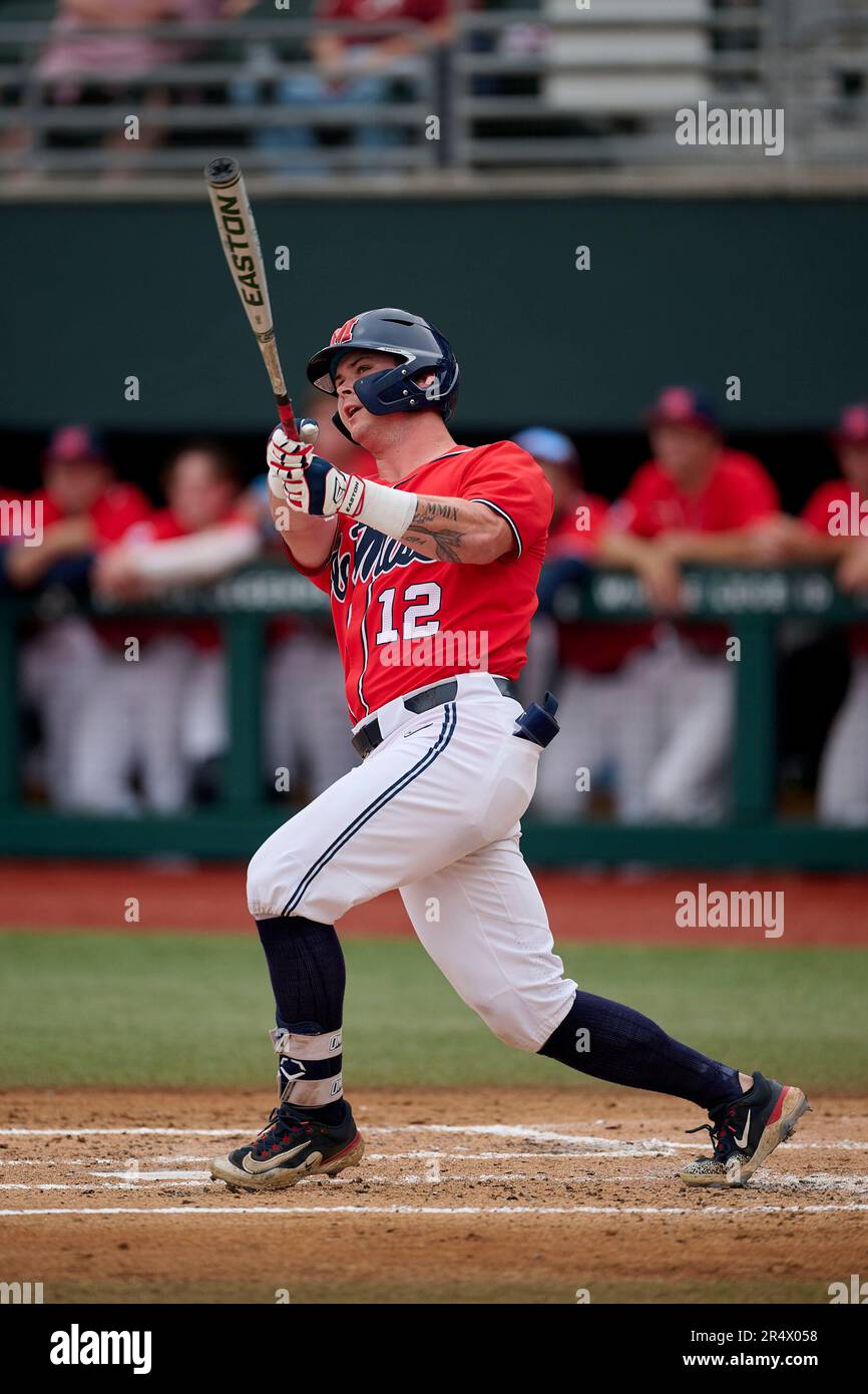 Ole Miss Rebels Kemp Alderman (12) at bat during an NCAA baseball game ...