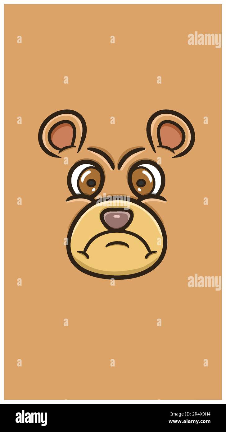 Dessin animé mignon visage d'ours avec expression en colère pour l ...