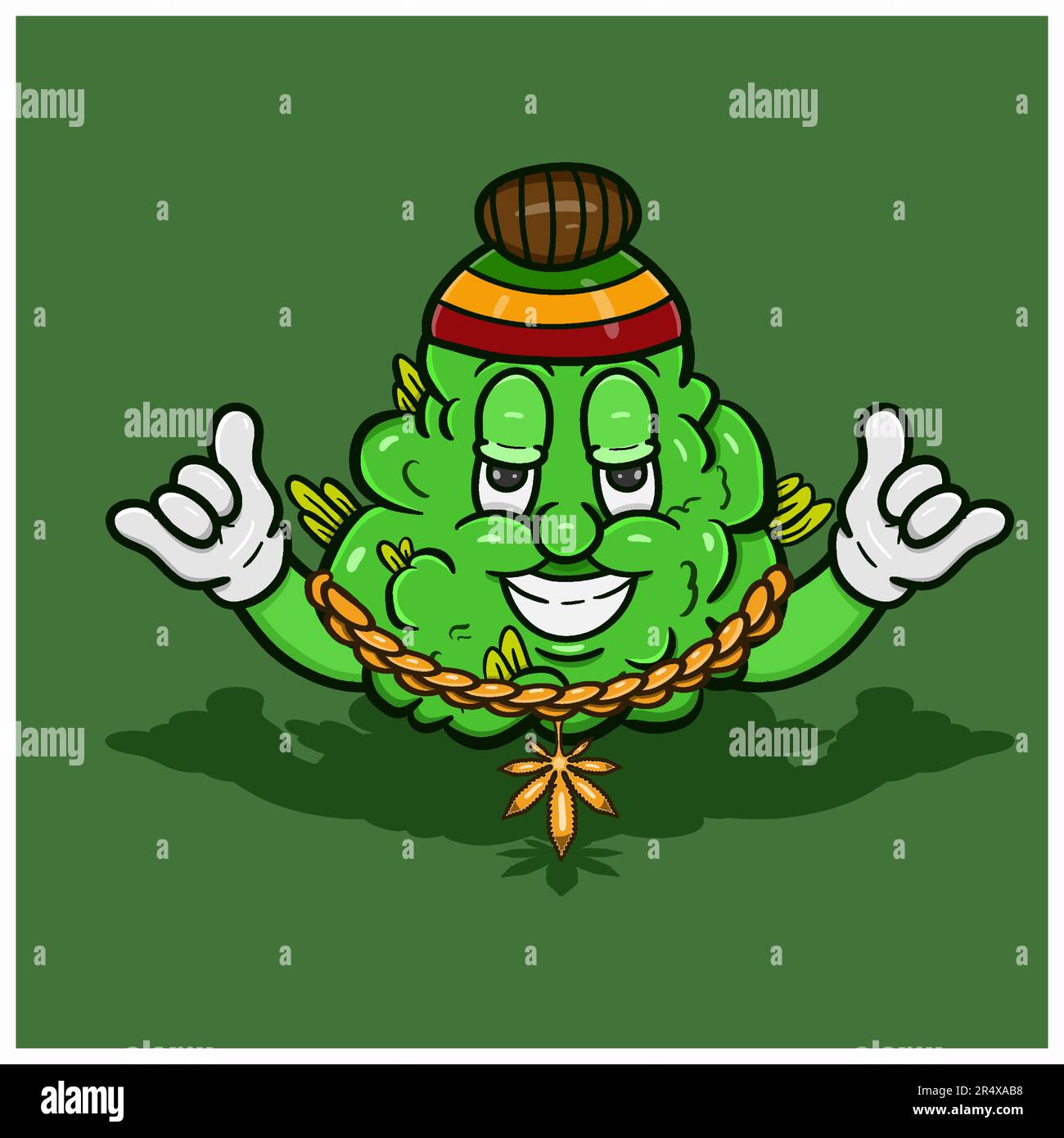 Mascotte de dessin animé de Weed Bud avec style Reggae. Vecteur et ...