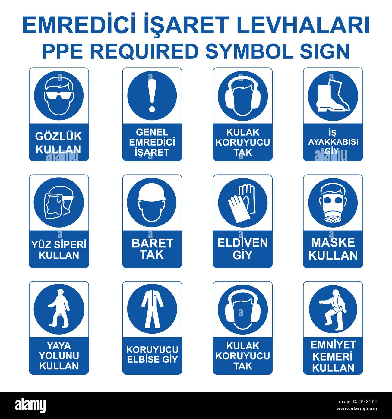 Symbole EPI requis vecteur. Ensemble d'icônes Web en bleu et blanc ...